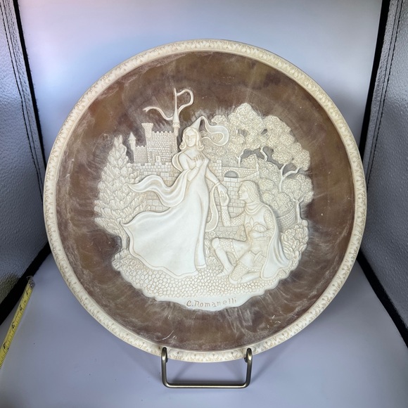 Art | 1981 Incolay Carved Cameo Plate Stone Lancelot And Guinevere By ...
